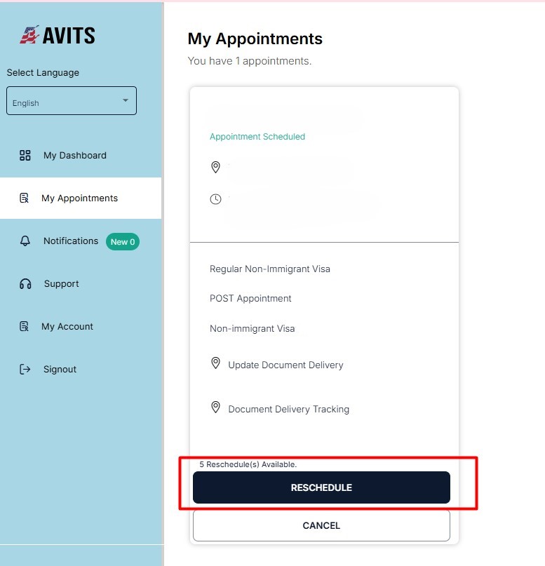 Steps on how to reschedule your consular appointment via AVITS Portal ...